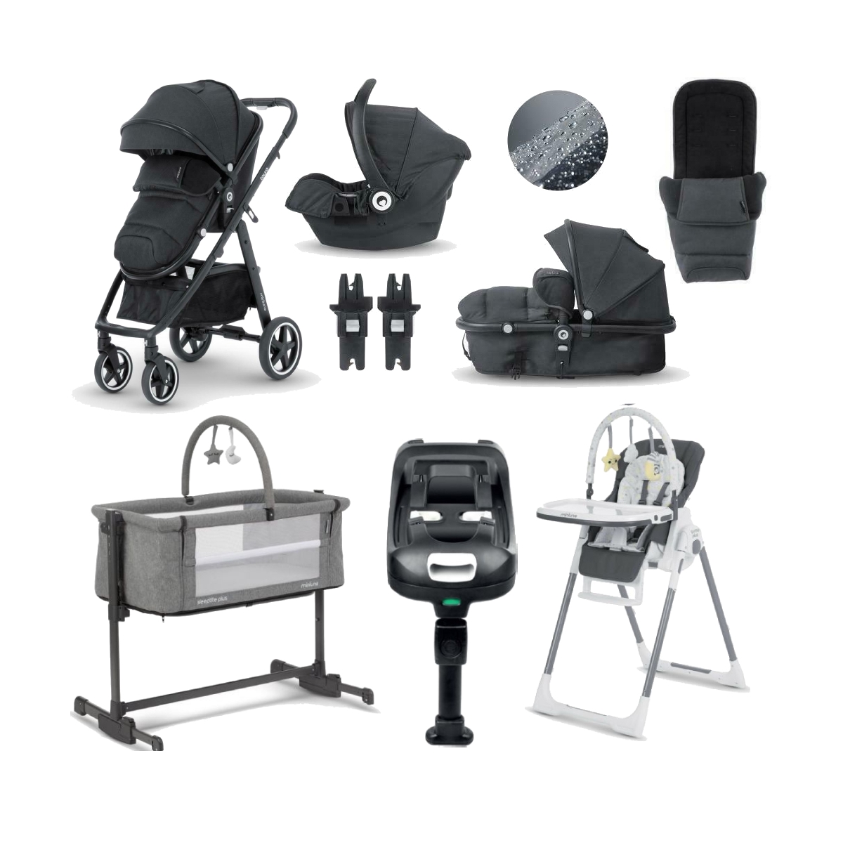 Miniuno Toura Bundle Package-Black Herringbone - Everything Baby