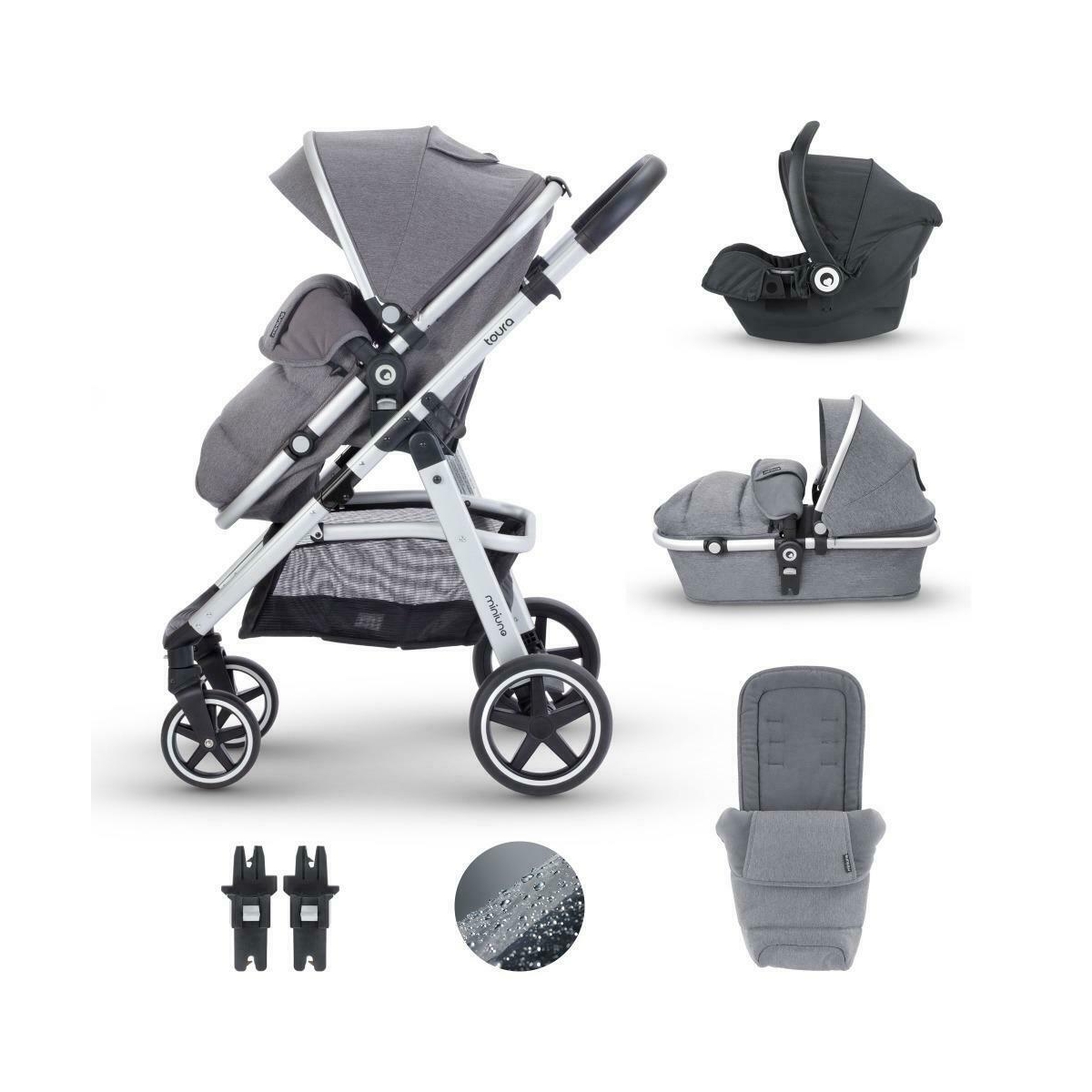 Miniuno Toura Travel System-Grey Herringbone - Everything Baby