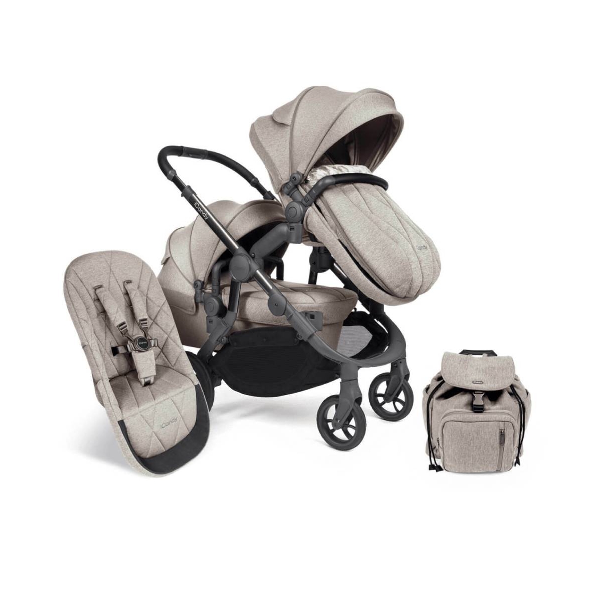iCandy Orange Double Pushchair and Carrycot Complete Bundle -San ...