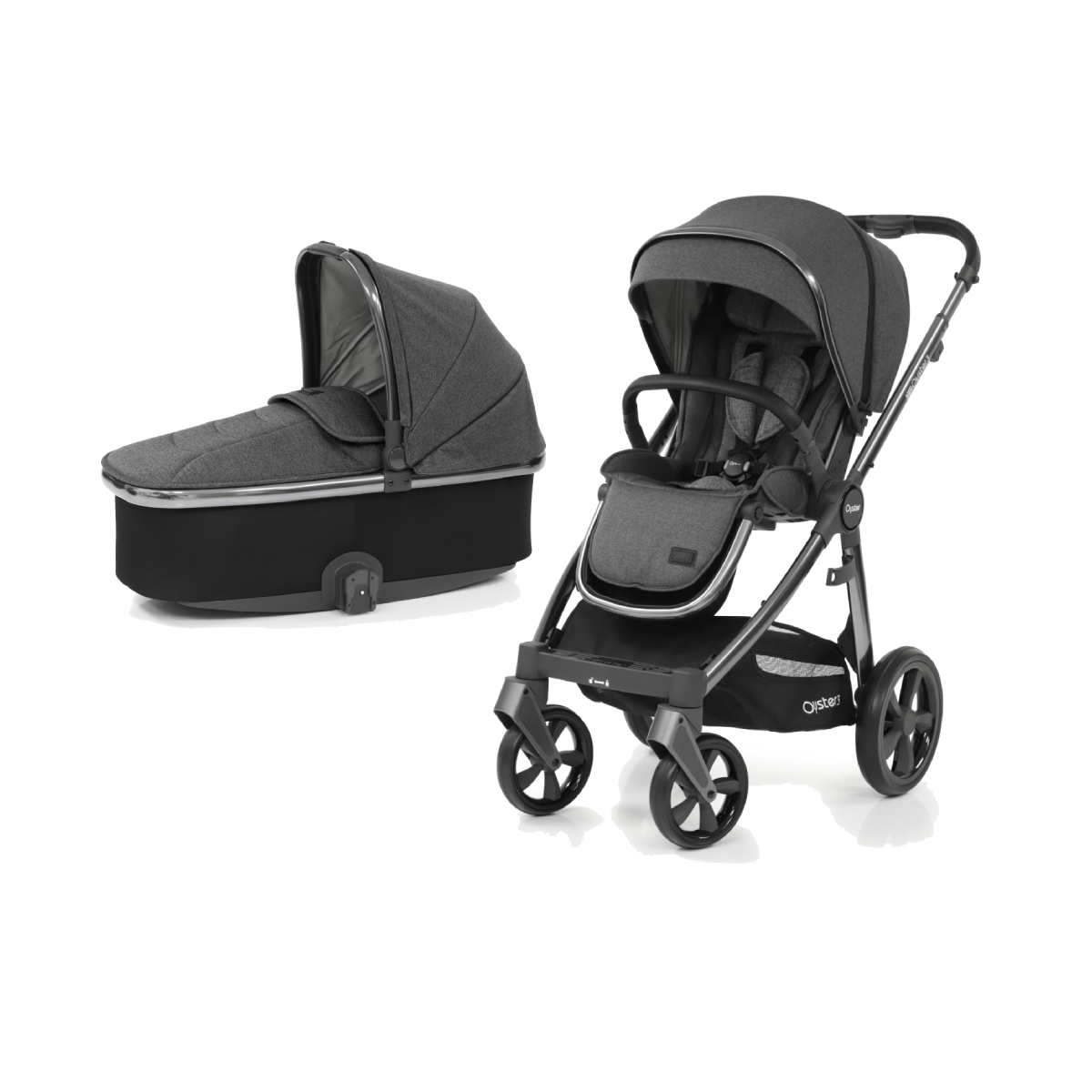 BabyStyle Oyster 3 City Grey Finish 2in1 Pram System-Fossil ...