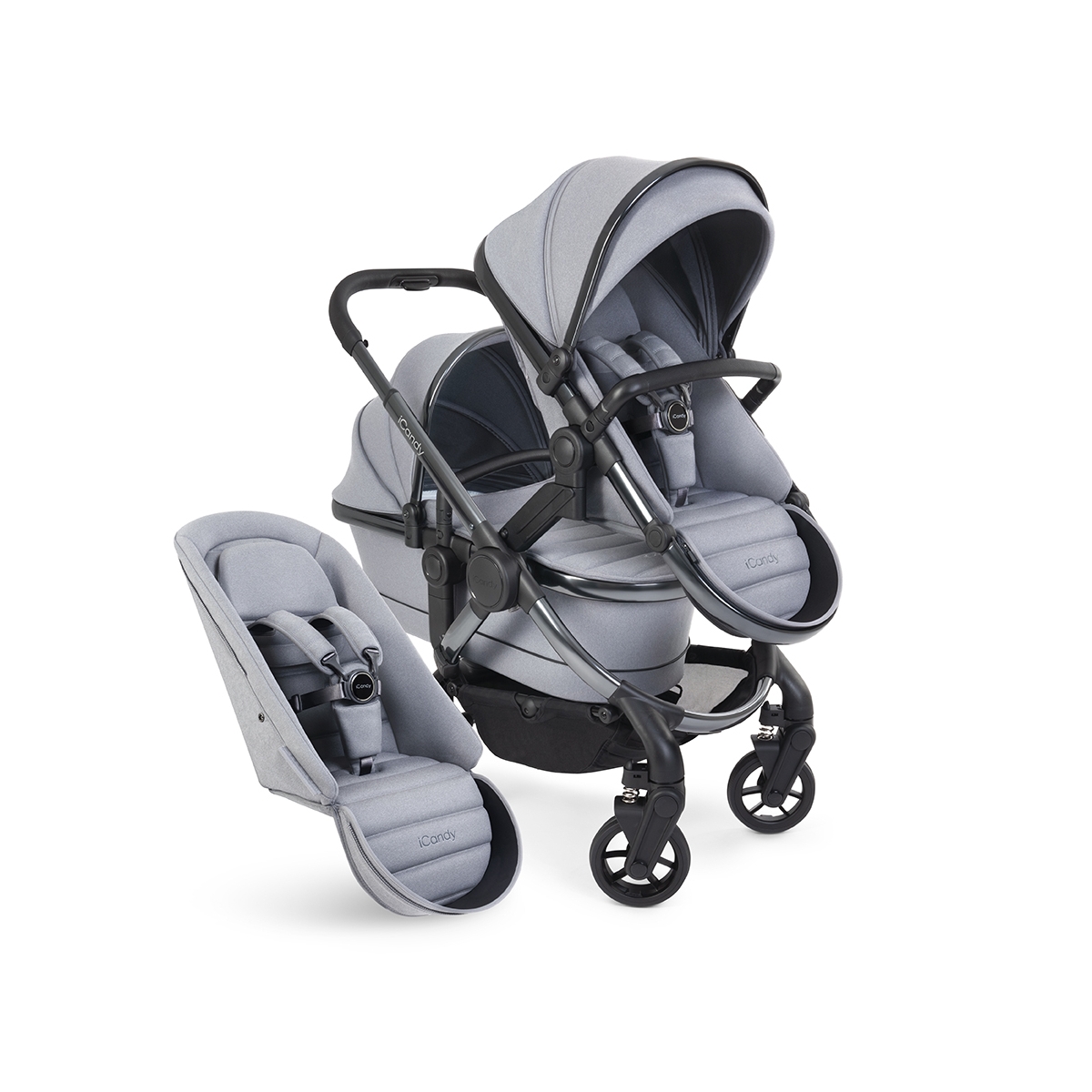 iCandy Peach 7 Double Stroller Bundle-Phantom/Light Grey - Everything Baby
