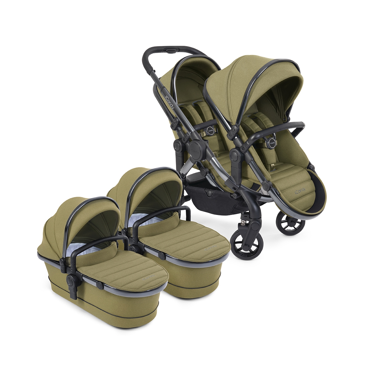 iCandy Peach 7 Twin Stroller Bundle-Phantom/Olive Green - Everything Baby