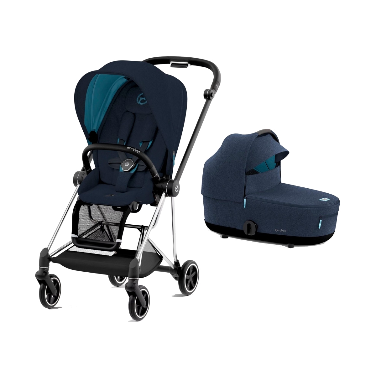 Cybex Mios Chrome Pushchair with Lux Carry Cot-Midnight Blue Plu ...