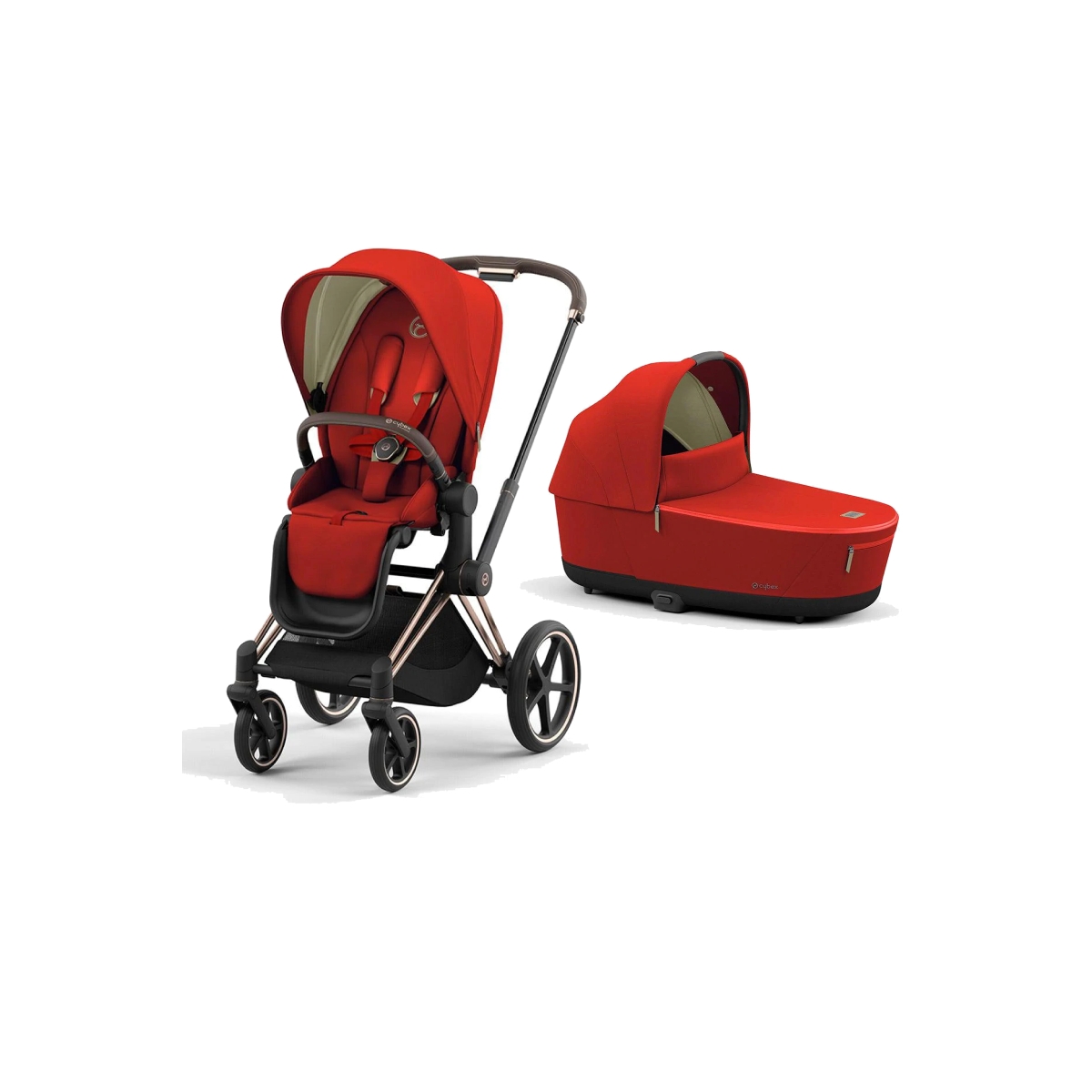 Cybex Priam Chrome Pushchair with Lux Carry Cot-Autumn Gold/Brow ...