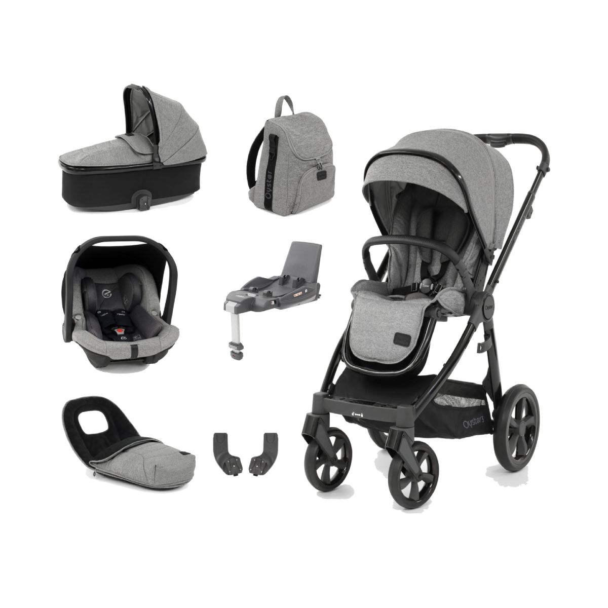 BabyStyle Oyster 3 Black Chassis Edition 7 Piece Luxury Travel S ...